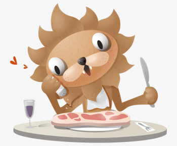 Free: Cartoon Hand Painted Vector Eating Meat Steak Lion, Meat Clipart ...
