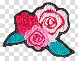 Free: Embroidered Patches, pink, blue, and red roses patch transparent ...