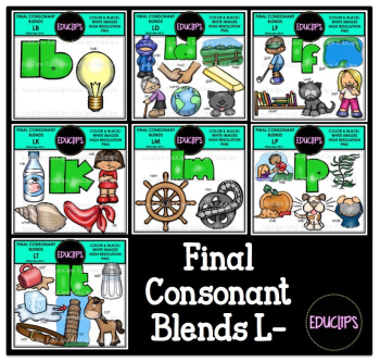 Free: Final Consonant Blends N- & MP Clip Art Bundle (Color and B&W ...