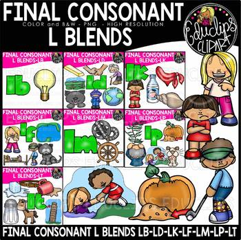 Free: Final Consonant Blends R- Clip Art Bundle (Color and B&W ...