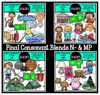 Free: Final Consonant Blends N- & MP Clip Art Bundle (Color and B&W ...