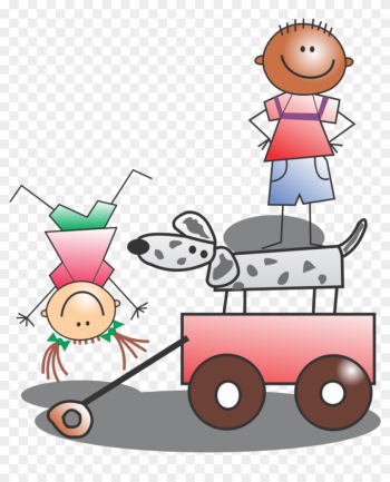 Free: Kids Playing - Cartoon Stick Figure Girl Cartwheel Queen Duvet ...