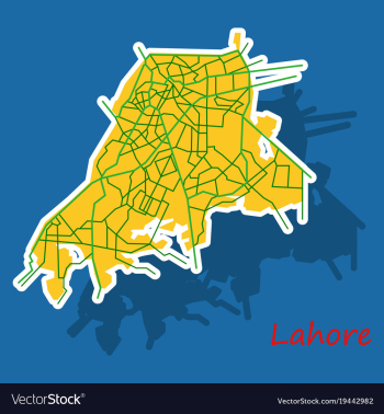 Free: Lahore city map color sticker panoramic vector image - nohat.cc