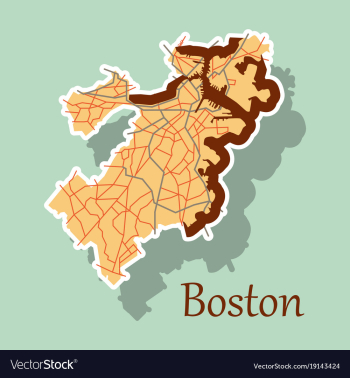 Free: Map of boston city sticker vector image - nohat.cc