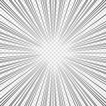 Free: Screentones action lines, black lines with sun rays transparent ...