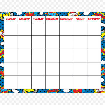 Free: Superhero Calendar Comic book Month - border decoration chart ...