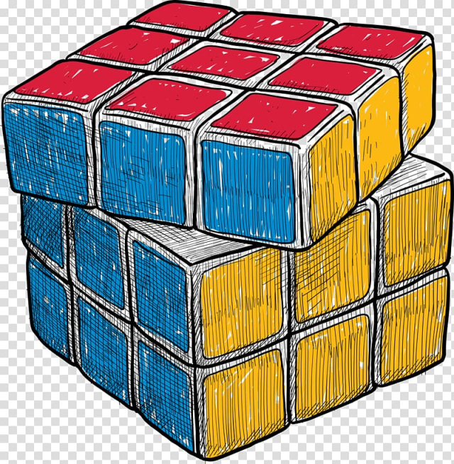 Free: 3 by 3 Rubik's cube art, T-shirt Rubiks Cube Drawing, color hand ...