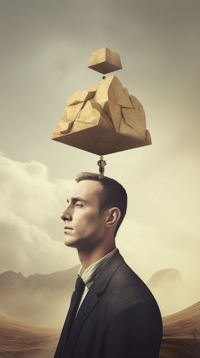 Free: a man is balancing a rock on his head - nohat.cc