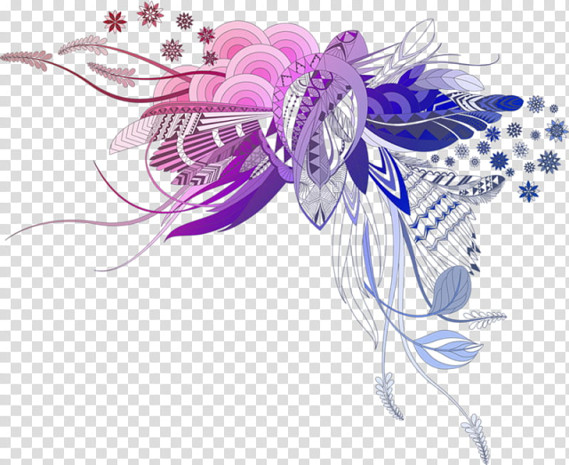 Free: Abstract divider, purple and blue floral transparent background ...
