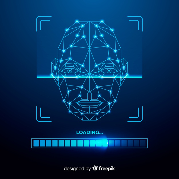 Free: Abstract facial recognition blue background Free Vector - nohat.cc