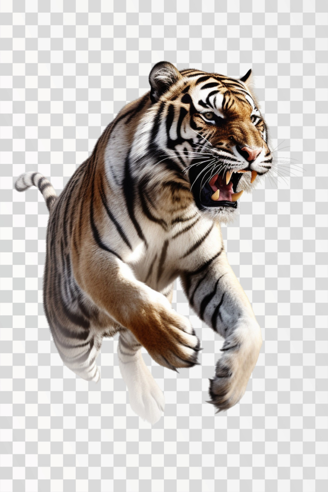 Free: angry leaping tiger, PNG image - nohat.cc