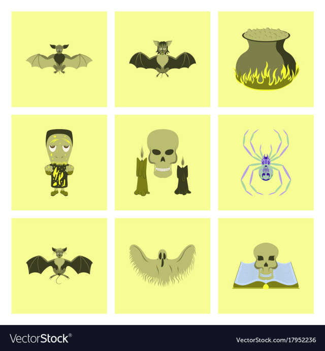 Free: Assembly flat book skull ghost bat spider zombie vector image - nohat.cc