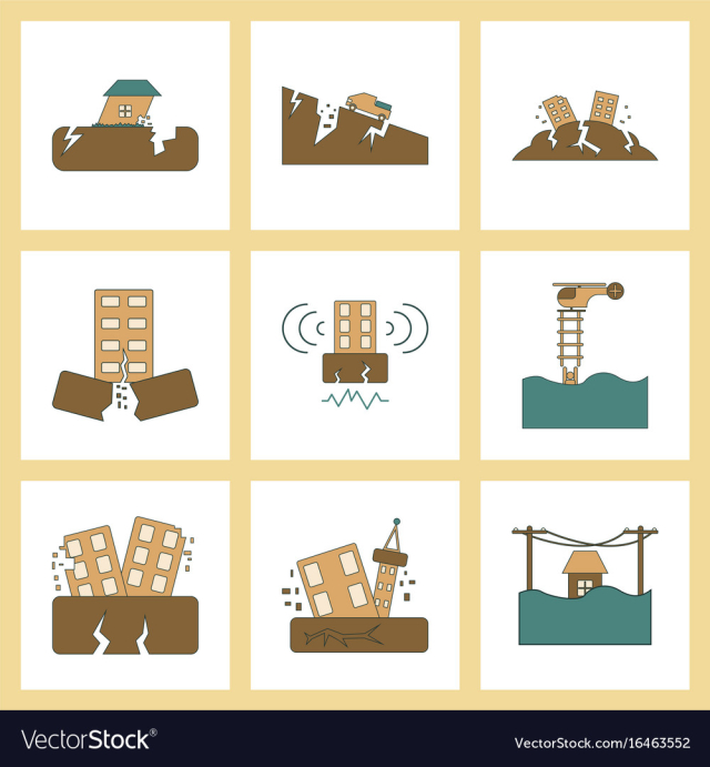 Free: Assembly flat icons disaster earthquake and flood vector image ...