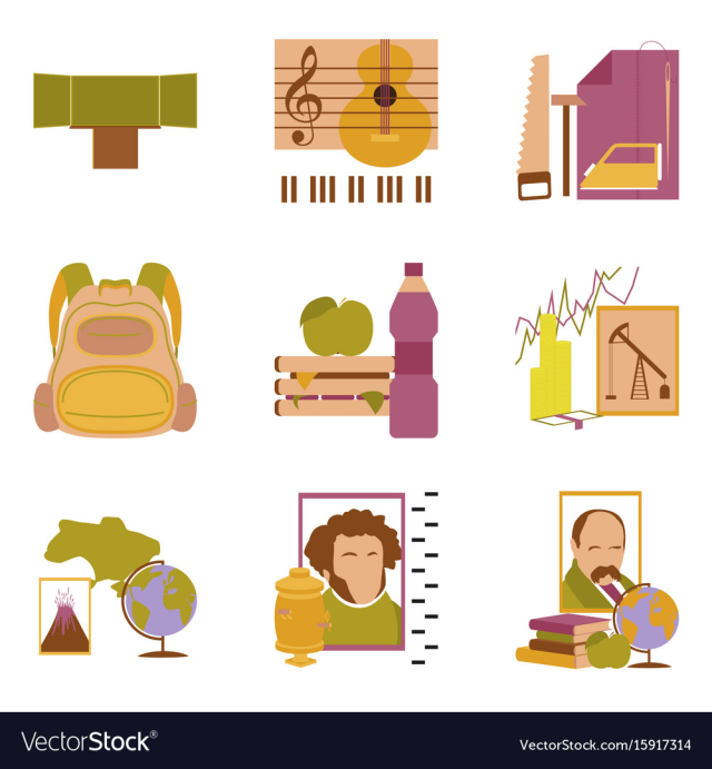 Free: Assembly flat icons education school lessons vector image - nohat.cc