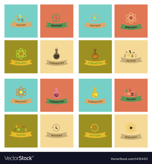 Free: Assembly flat icons history math biology chemistry vector image ...