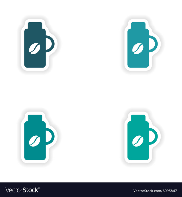 Free: Assembly realistic sticker design on paper thermos vector image ...
