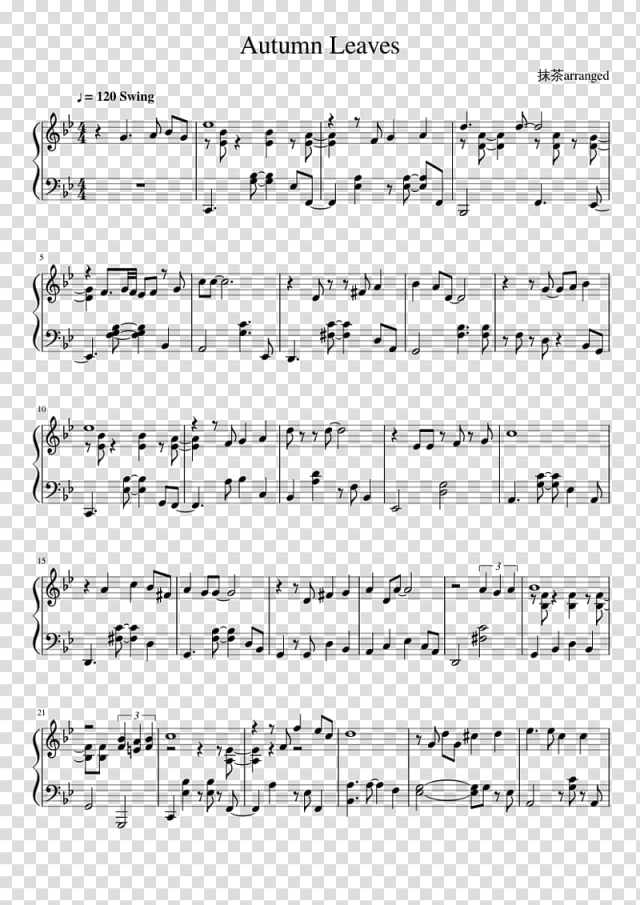 Free: Autumn Leaves Sheet Music Jazz piano, autumn leaves transparent ...