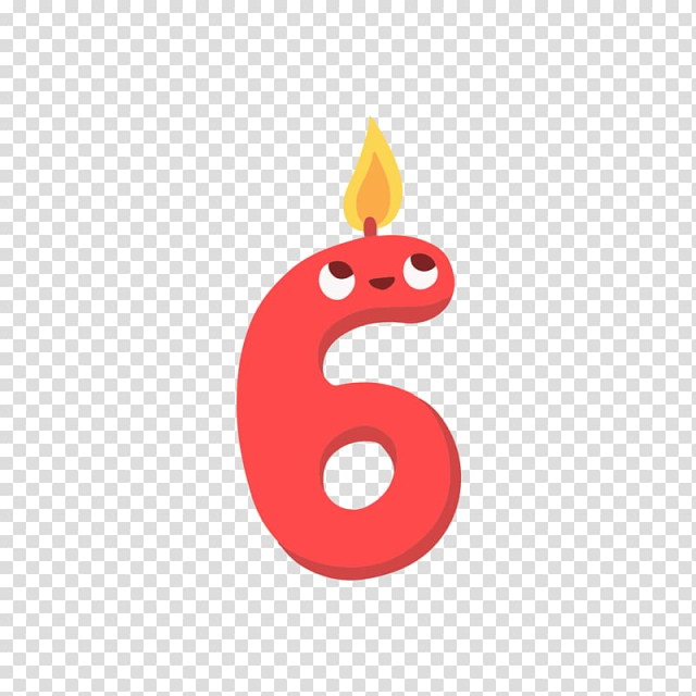 Free: Birthday cake Candle Digital data, Red number six birthday ...