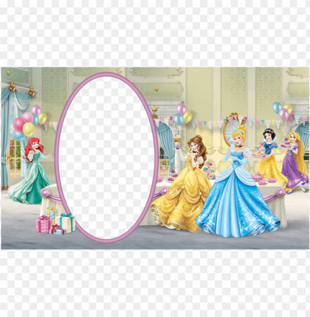 Free: birthday transparent kids frame with disney princess background ...