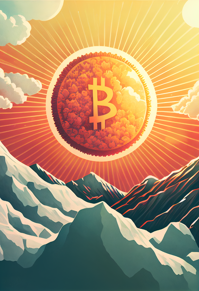 Free: Bitcoin rising like the sun, poster art, AI generated - nohat.cc