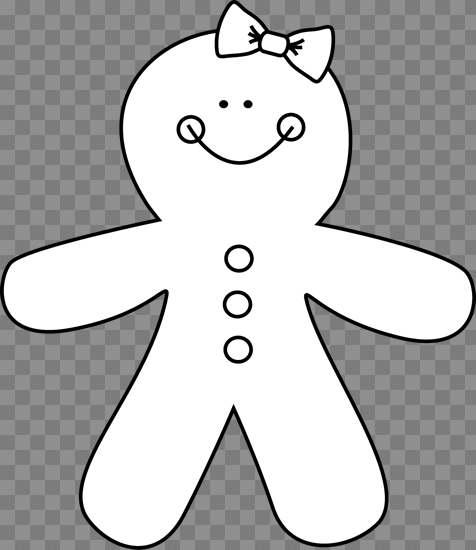 Free: Black and White Gingerbread Girl Clip Art - Black and White ...