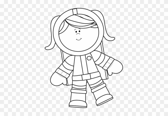 Girl Astronaut Floating Astronaut Clipart Black And