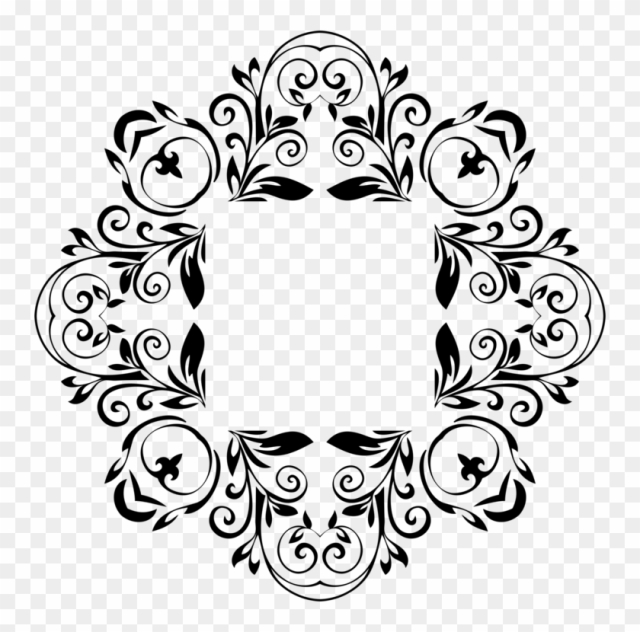 Free: Black And White Line Art Floral Design Drawing - Abstract Border ...