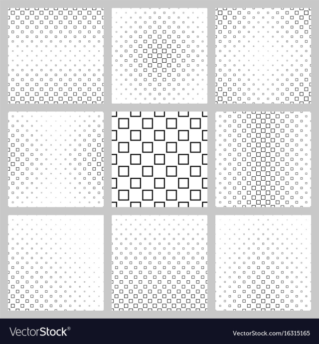 Free: Black and white square pattern design set vector image - nohat.cc