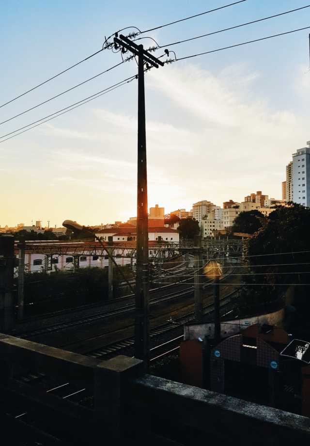 Free: Black Electric Post Near Train Rails - nohat.cc