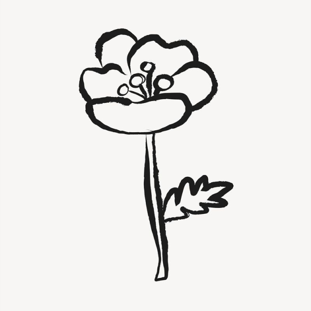 Free: Blooming flower sticker, doodle in black | Free Vector ...