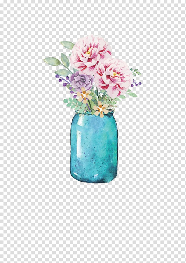 Mason Jar With Purple Flowers Clipart
