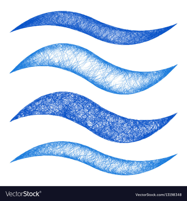 Free: Blue sketch wave line design element set vector image - nohat.cc