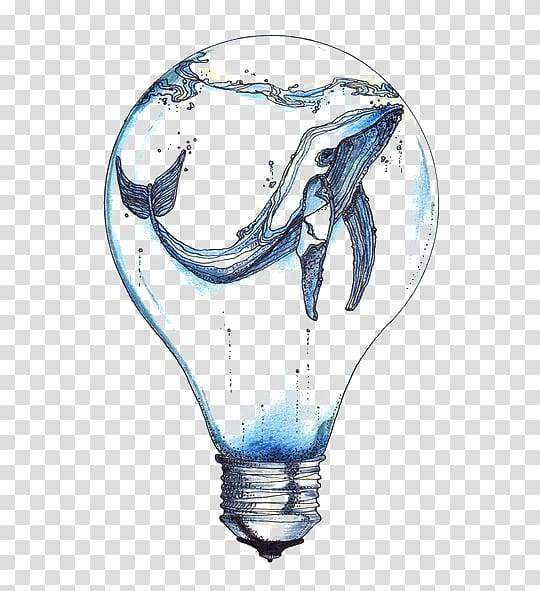 Free: Blue whale in light bulb illustration, Incandescent light bulb ...
