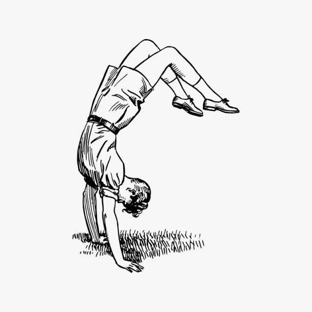 Free: Boy doing handstand drawing, vintage | Free Vector Illustration ...