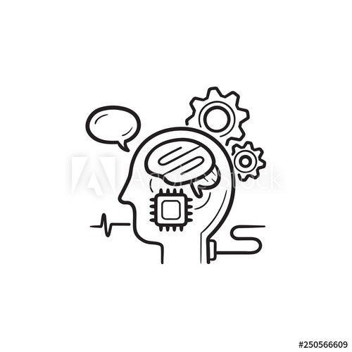 Free: Brain machine interface hand drawn outline doodle icon - nohat.cc