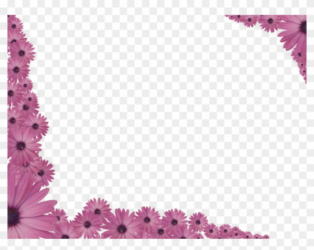 Free: Bright Floral Corner Border In Pink Color, Rectangular - Flower ...