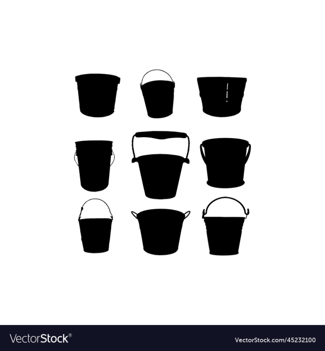 Free: bucket icon set silhouette creative design - nohat.cc