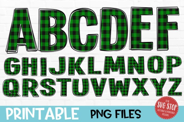 Free: Buffalo Plaid Doodle Letters Outline Font PNG Sublimation - nohat.cc