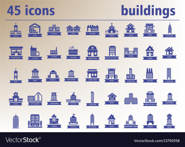 Free: Building icons set vector image - nohat.cc