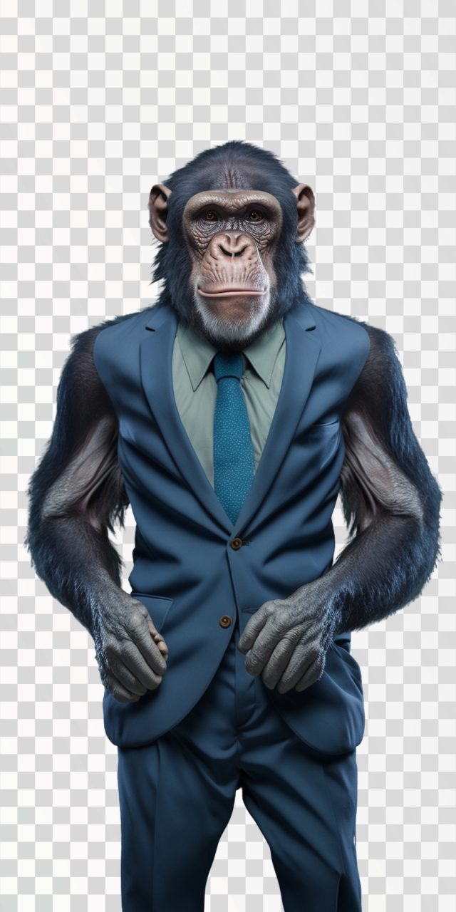 Free: business chimpanzee in blue suit, PNG image - nohat.cc