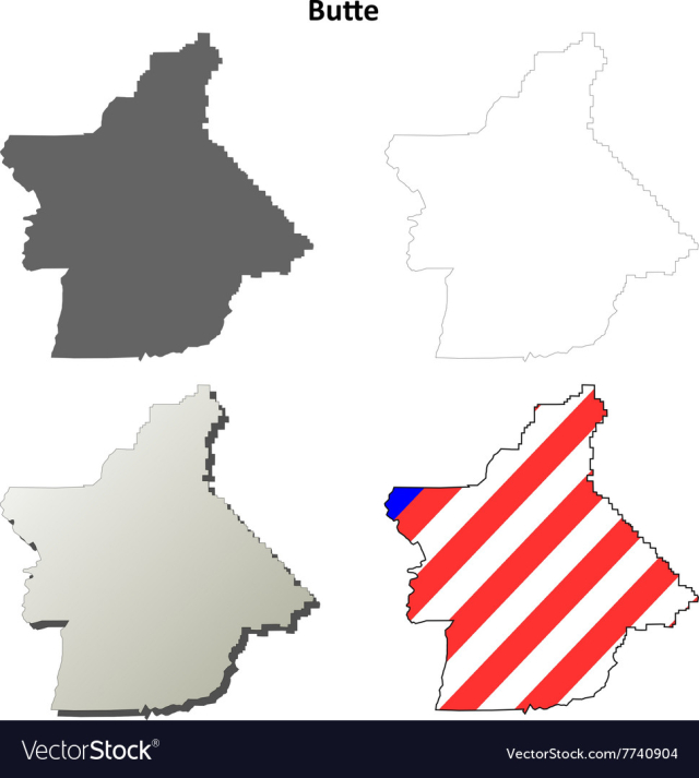 Free: Butte County California outline map set vector image - nohat.cc