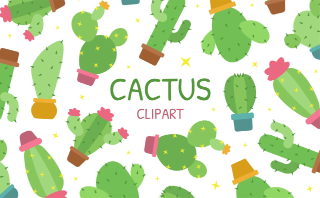 Free: Cactus clipart. Cacti vector illustration set - nohat.cc