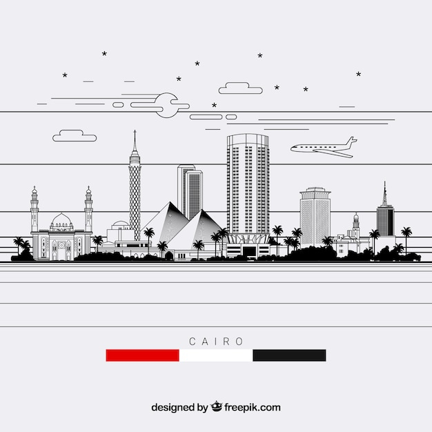 Free: Cairo skyline composition with lineal style - nohat.cc