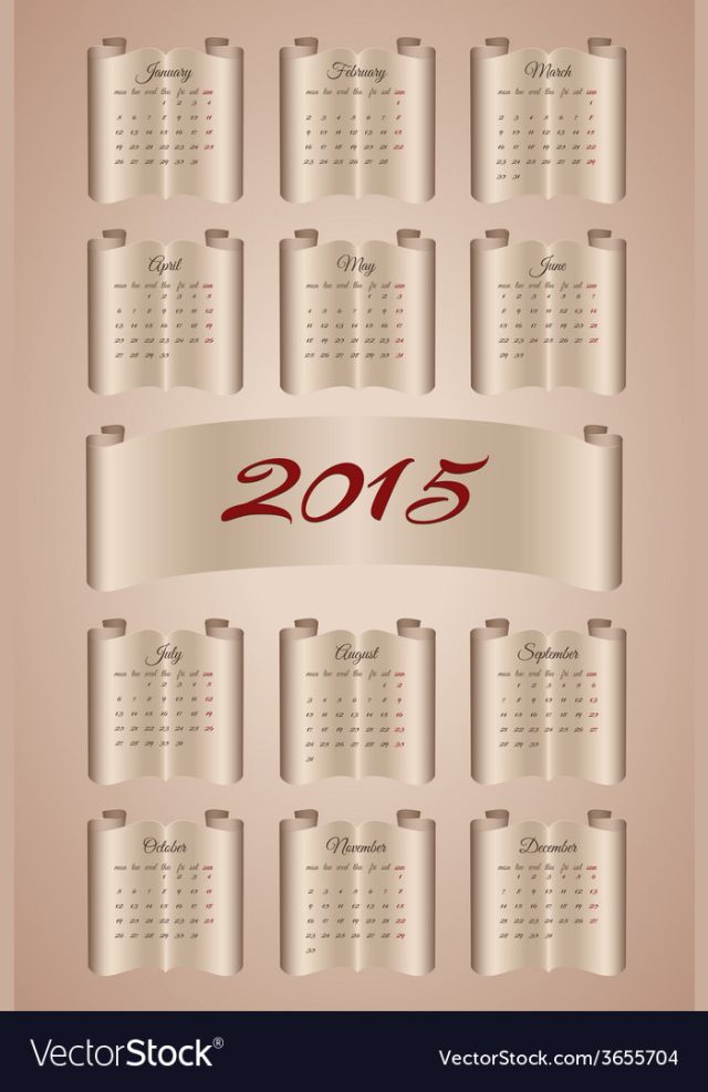 Free: Calendar 2015 on aged paper scroll vector image - nohat.cc