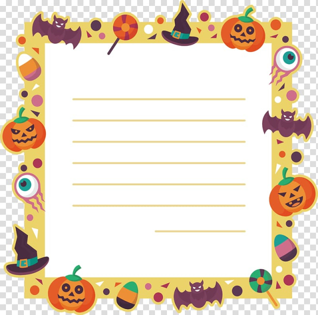 Free: Cartoon border Halloween message card transparent background PNG ...