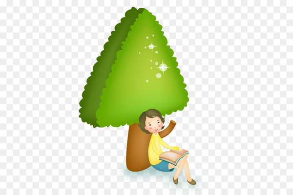 Free: Cartoon, Girl, Tree, Green, Leaf PNG - nohat.cc