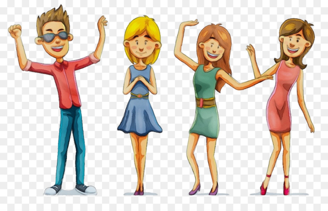Free: cartoon social group animated cartoon fun friendship - nohat.cc