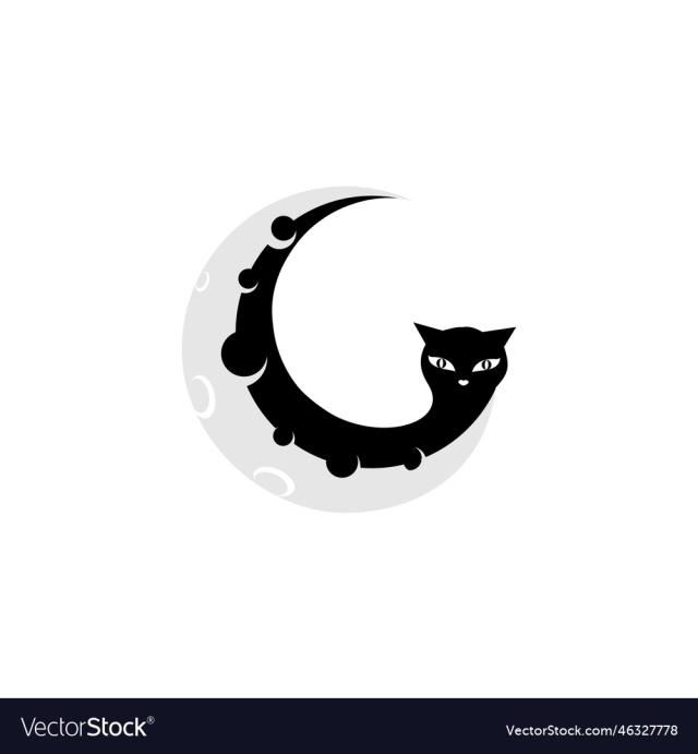 Free: cat and moon logo template - nohat.cc