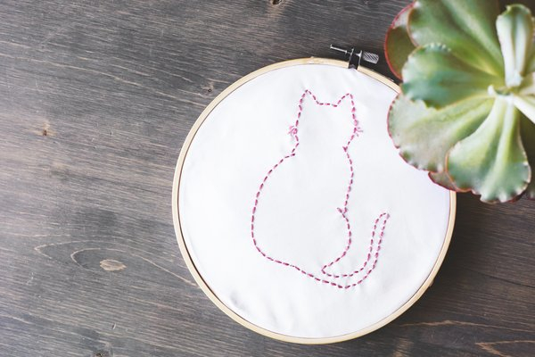Free: Cat Shape Stitched With Embroidery Thread - nohat.cc