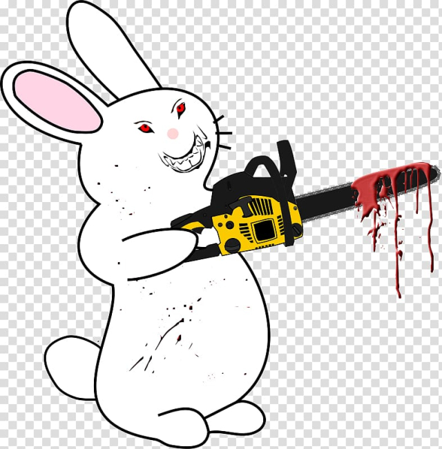 Free: Chainsaw Rabbit , White little rabbit holding a chainsaw ...